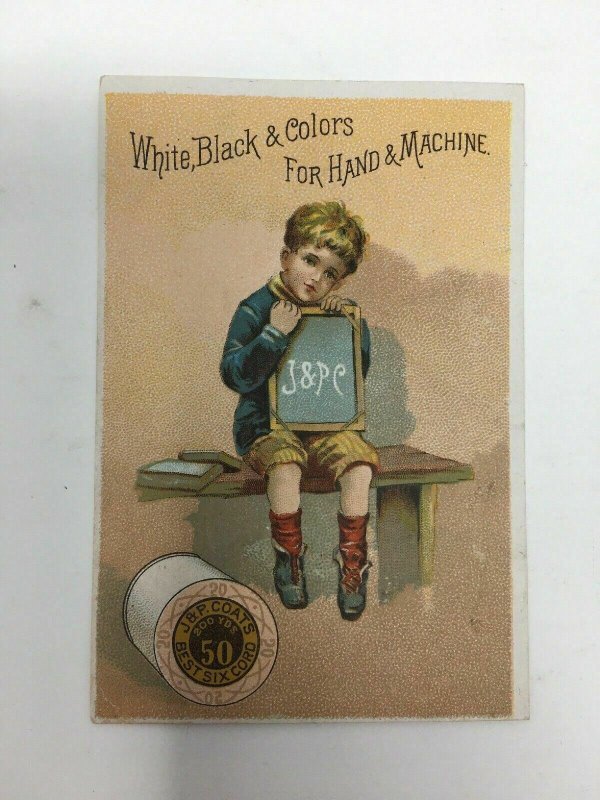J&P Coats Thread Trade Card Cute Boy with Chalkboard | Ephemera ...