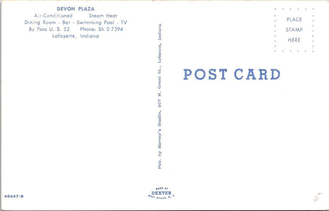 Lafayette, IN Indiana DEVON PLAZA Roadside Motel POOL~50's CARS Chrome ...