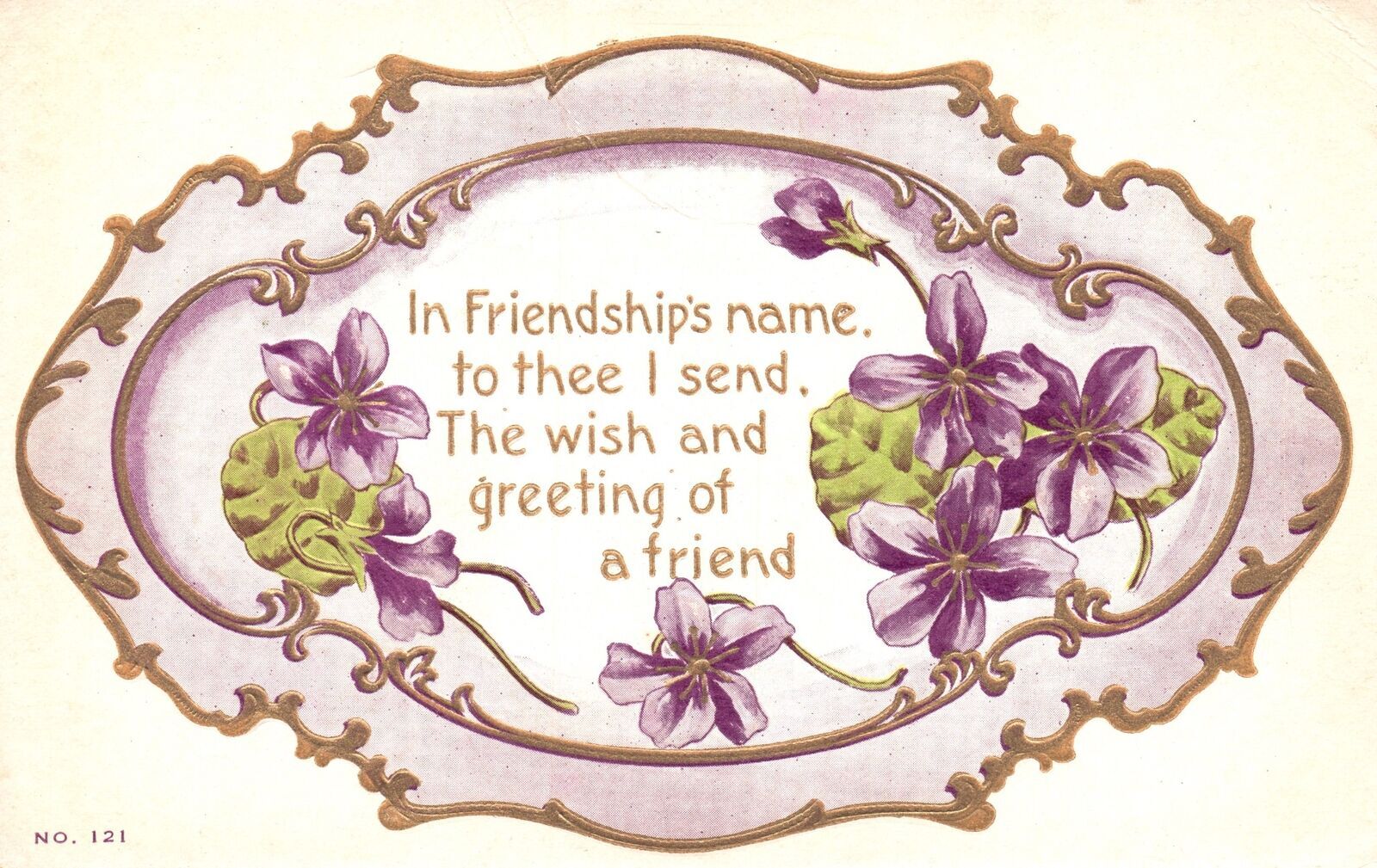 Vintage Postcard Greetings And Wishes Friendship Card Golden ...