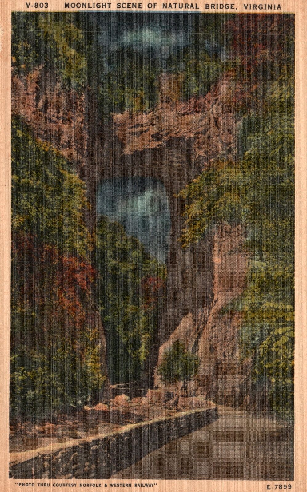 Vintage Postcard Moonlight Scene Natural Bridge Seven Natural Wonders ...