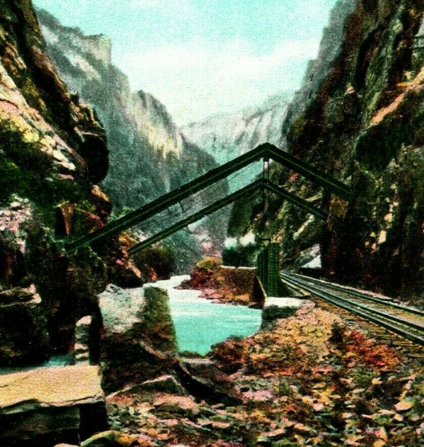 Royal Gorge Colorado Hanging Bridge & Railroad Tracks UNP 1910s Great ...