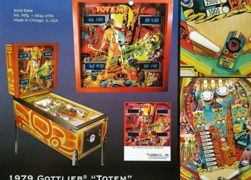 Totem Pinball Machine Art Collage Ready To Frame Artwork Retro Western ...