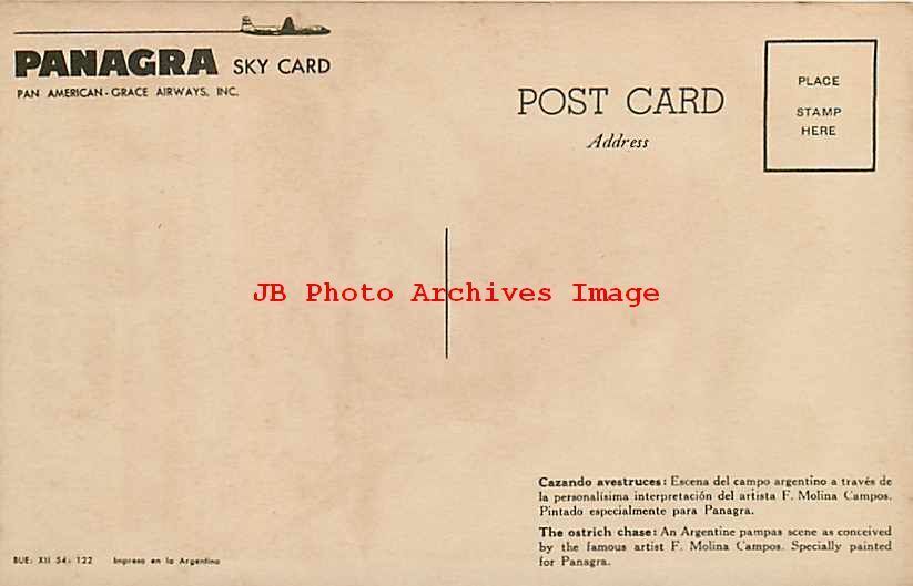 Pan-American-Grace Airways, Panagra Sky Card, F Molina Campos, The ...