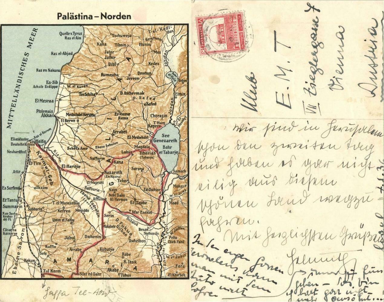 israel palestine, Northern Region Map Postcard (1935) | Asia & Middle ...