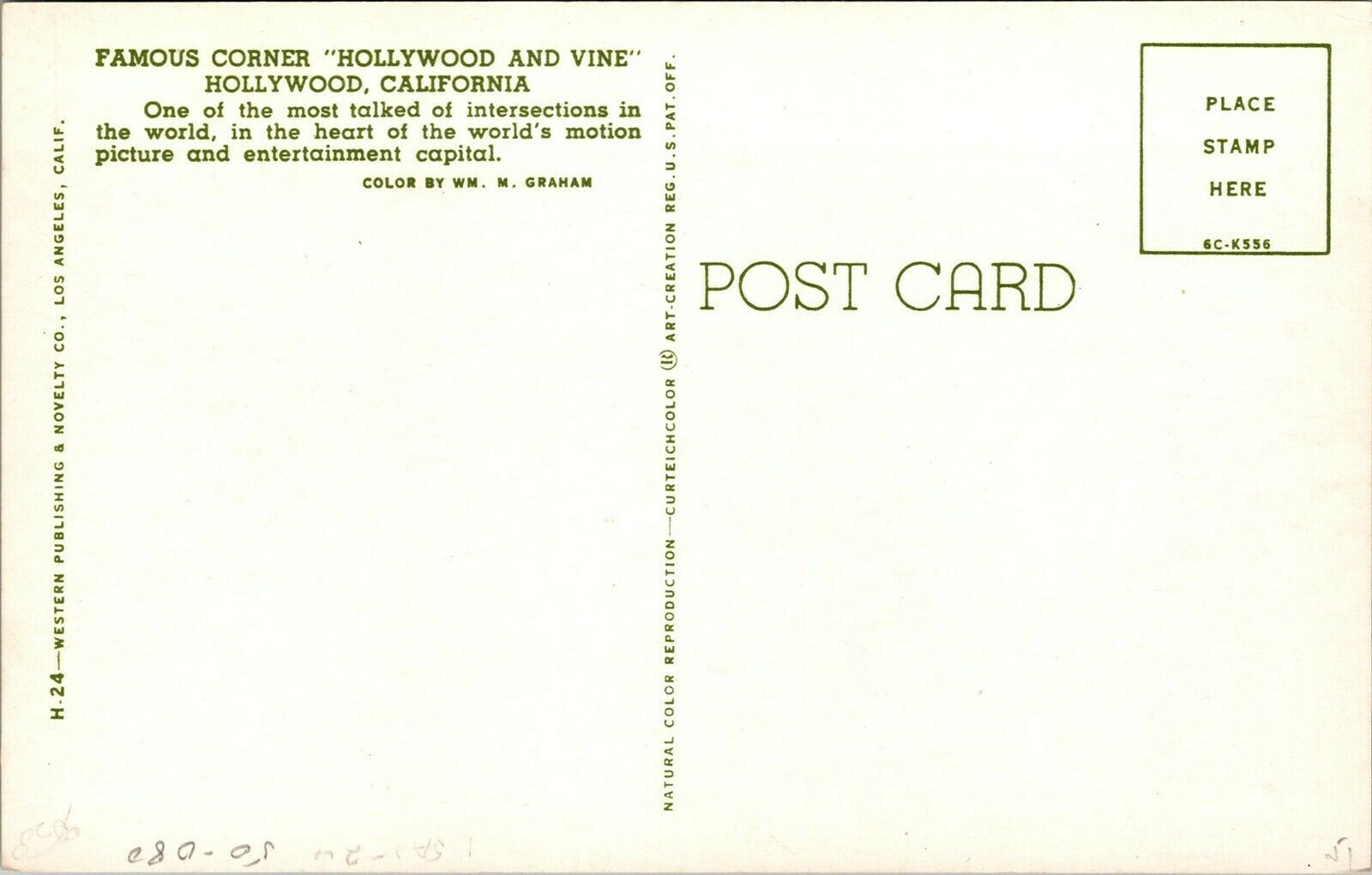 Vtg CA Famous Corner Hollywood & Vine Street View Classic Cars 1950s ...