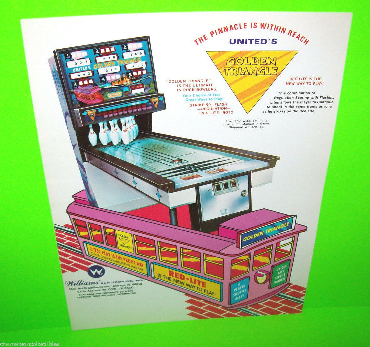 Golden Triangle 1973 Original Arcade Game Shuffle Alley Bowling Flyer ...