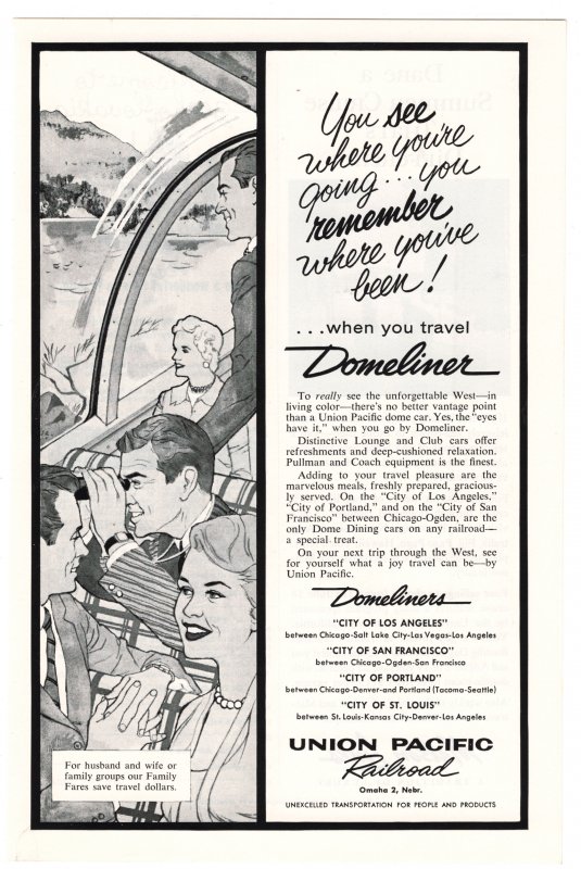Union Pacific Railroad - 1960's Vintage Ad (Union Pacific Domeliners ...