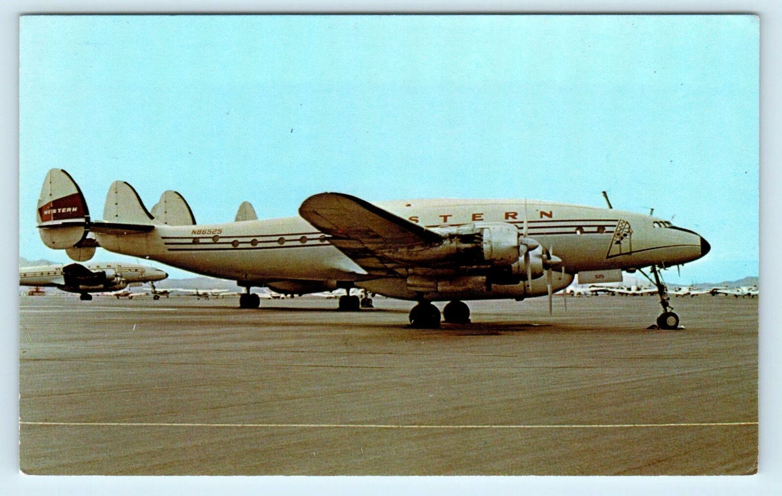 LOCKHEED L-749A CONSTELLATION AIRPLANE Western Airlines c1970s Postcard ...