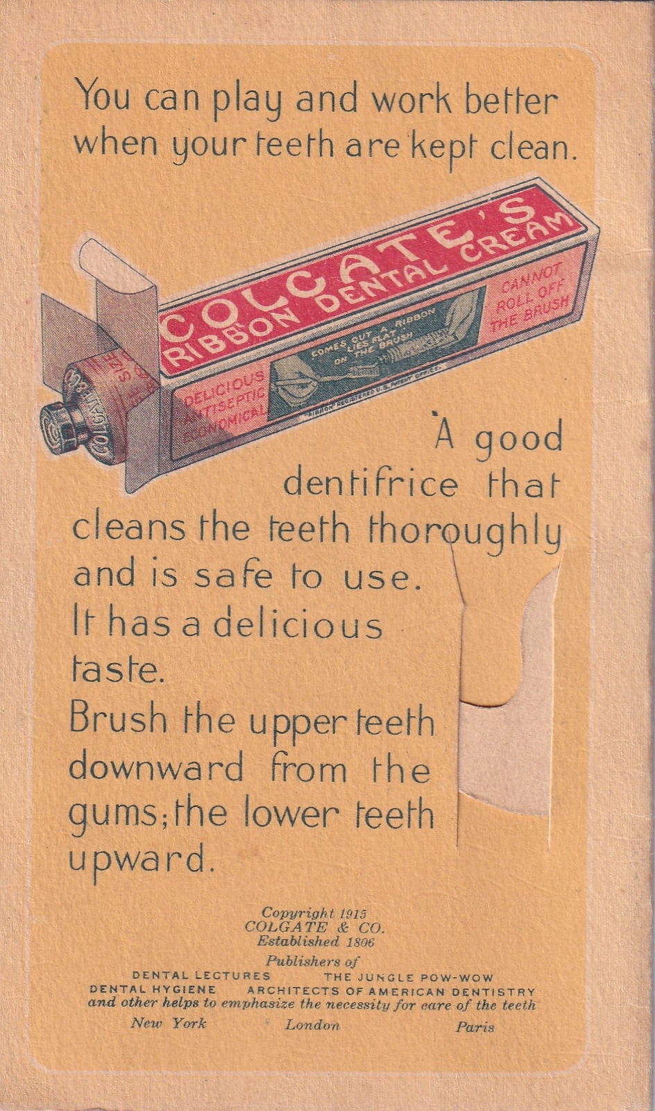 Vintage Folder Colgate Ribbon Dental Cream Toothpaste Mechanical Trade ...