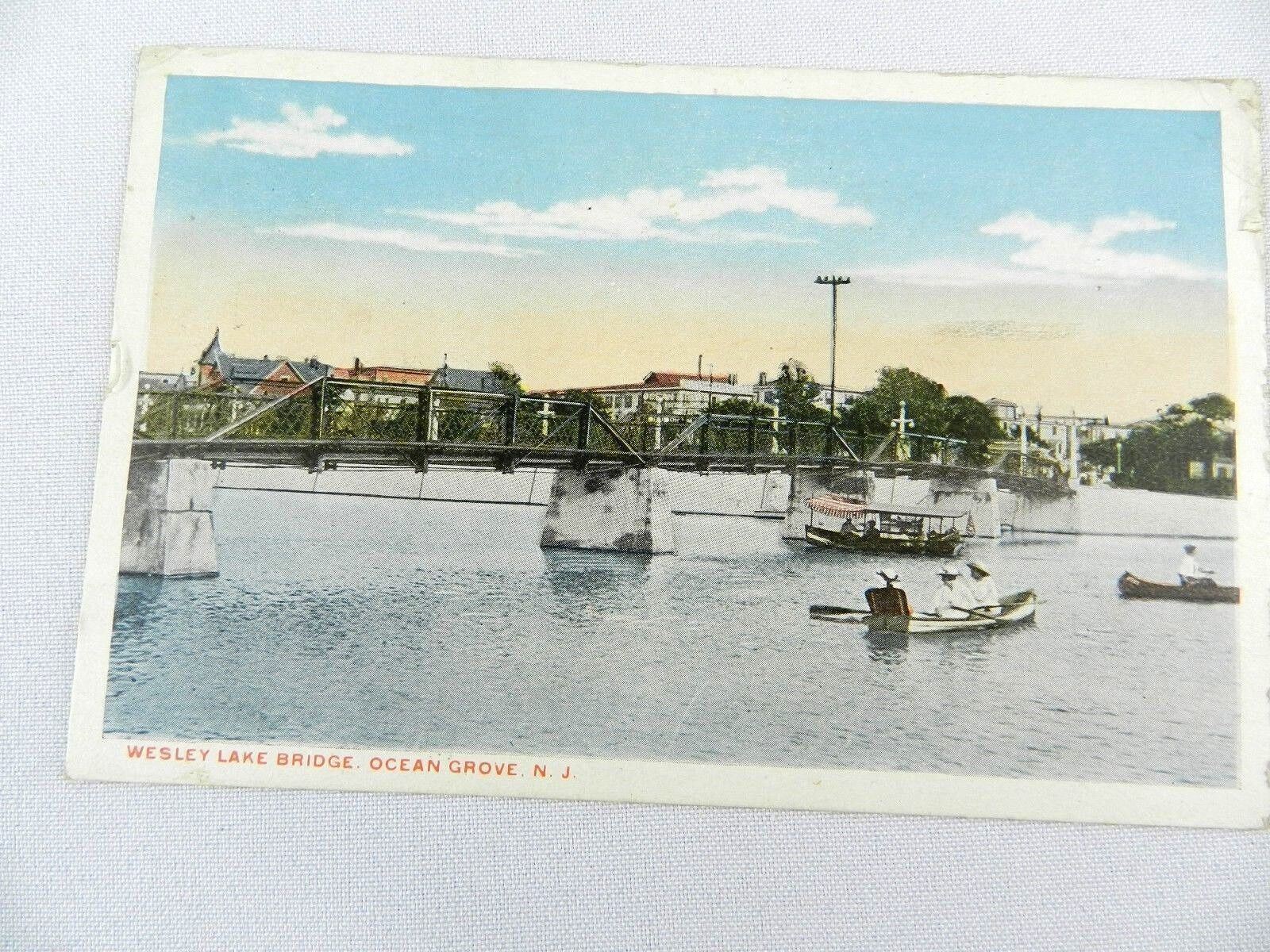 Vintage Postcard 1916 Wesley Lake Bridge Ocean Grove NJ Samuel Strauss ...