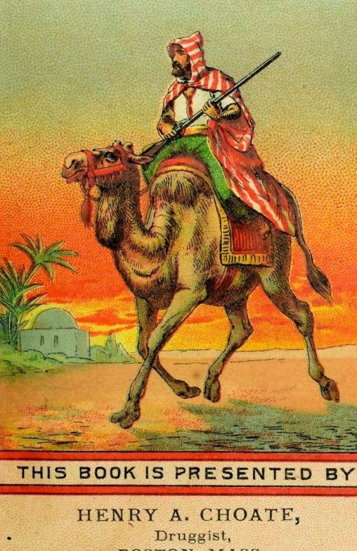 Middle Eastern Scene Man Riding Camel Rifle Sunrise Henry A. Choate ...