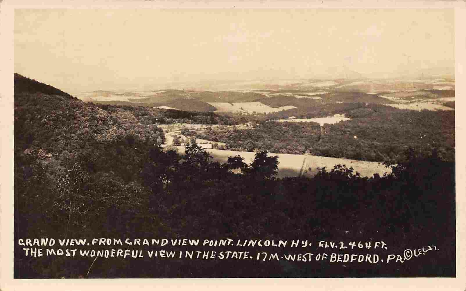 Grand View Lincoln Highway Grand View Point Pennsylvania RP Real Photo ...