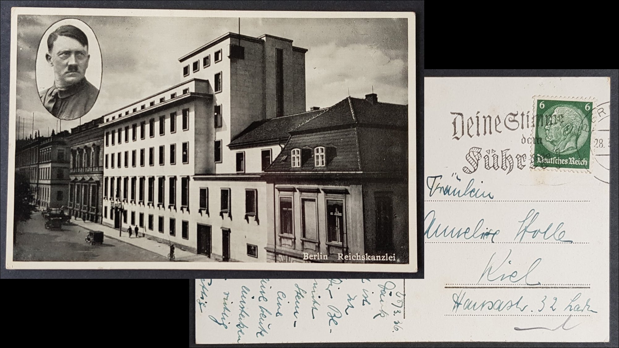 German Third 3rd Reich Original Card Reich Chancellery With Fuhrer ...