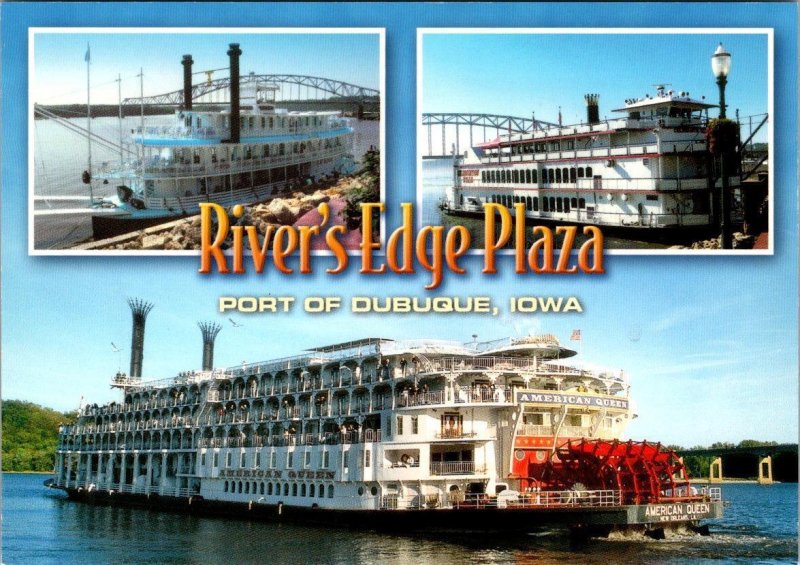 2~4X6 Postcards IA Iowa PORT OF DUBUQUE Riverboats & River's Edge Plaza ...
