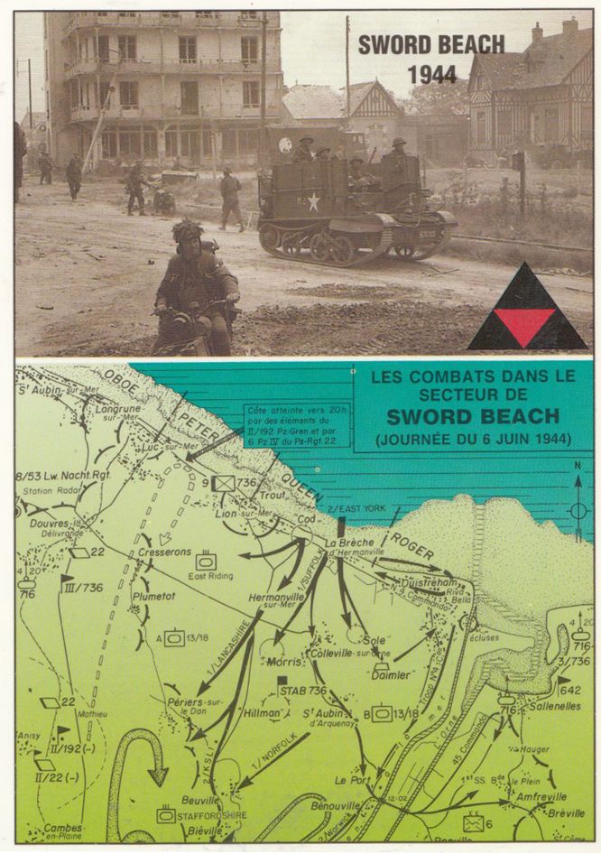 Sword Beach Normandy Landings WW2 Battle Military View & Map Postcard ...