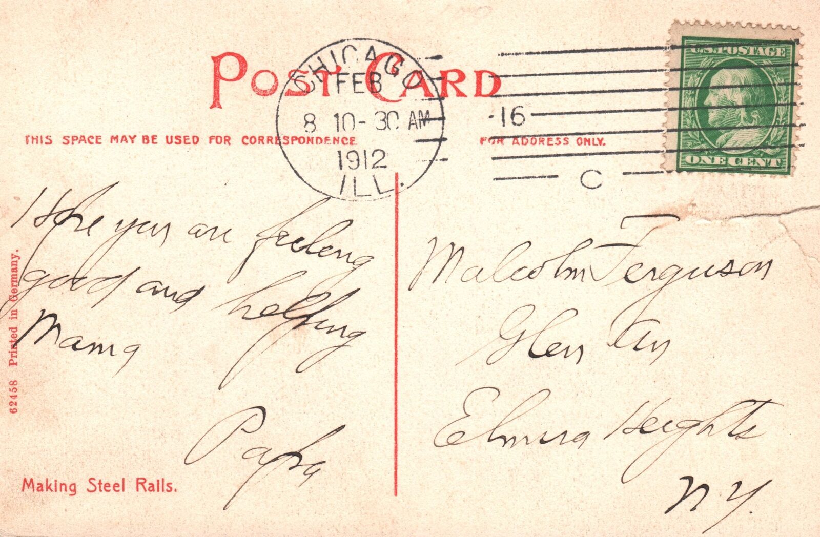 Vintage Postcard 1912 Interior Factory Production Building Making Steel ...