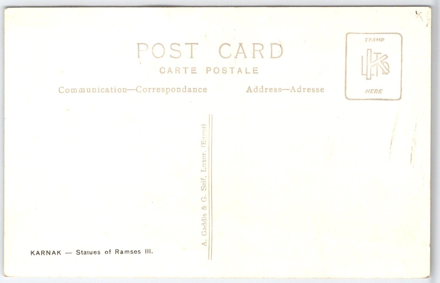 Vintage Karnak Statues of Ramses III Egypt Postcard by A. Gaddis & G ...