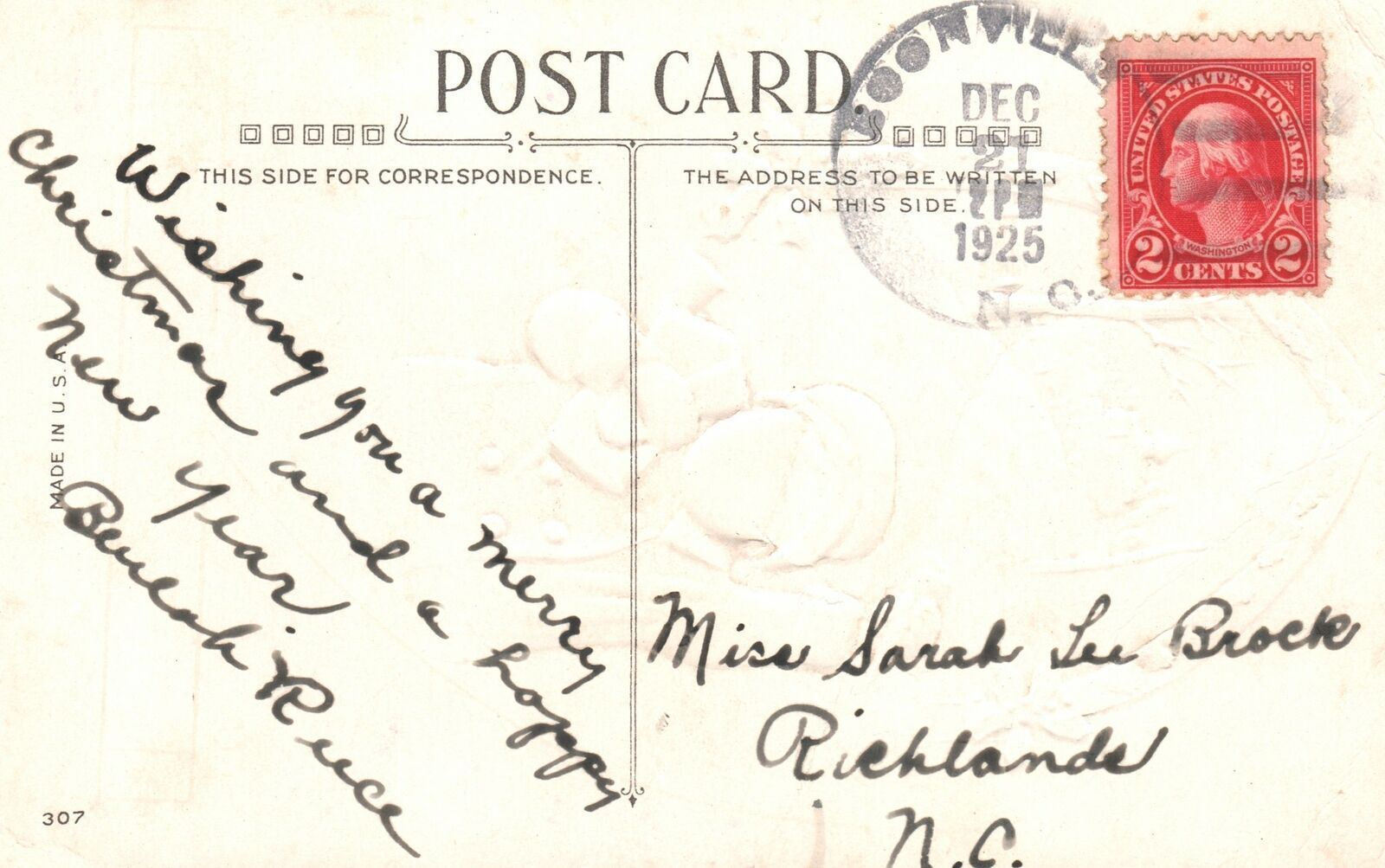 Vintage Postcard 1925 Merry Christmas Greetings Card Kid Little Boy ...