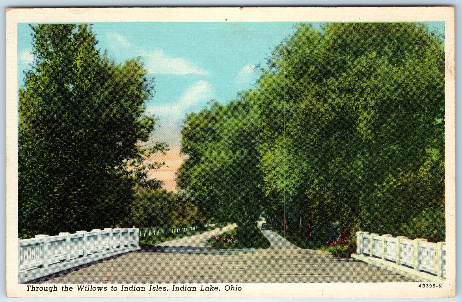 1944 Indian Lake, OH Indian Isles Willow Tree Road Path Trail Bridge ...