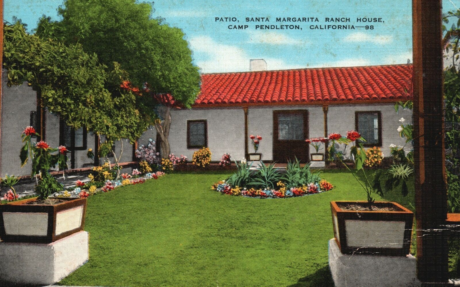 Vintage Postcard Patio Santa Margarita Ranch House Camp Pendleton ...