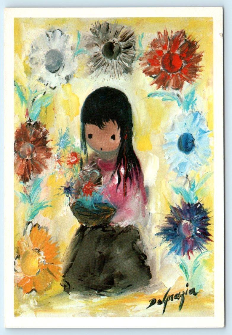2 Postcards TED DeGRAZIA Artist Signed "Flowers For All" & "Heavenly ...