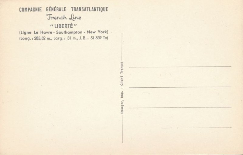 SS Liberte - French Line Steamer - Statue of Liberty in New York City ...