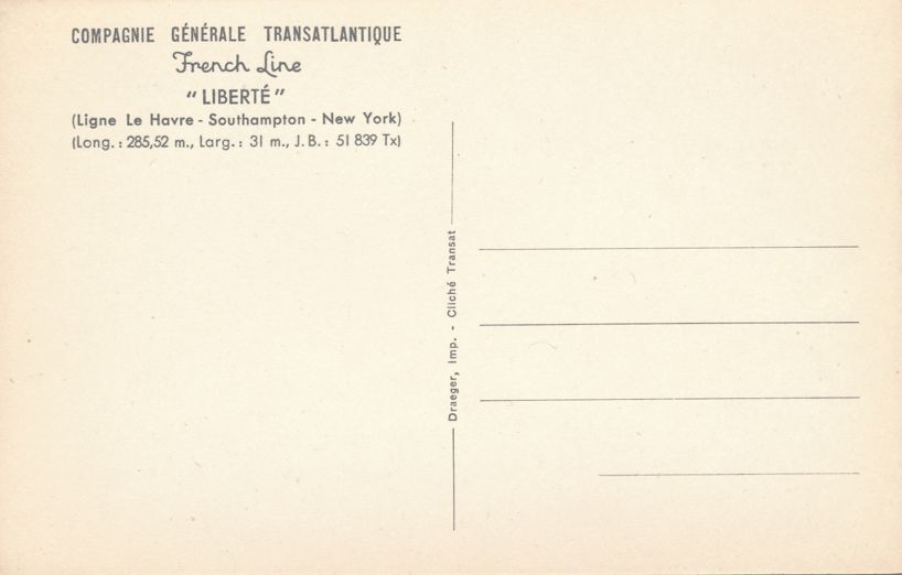 SS Liberte - French Line Steamer - Statue of Liberty in New York City ...
