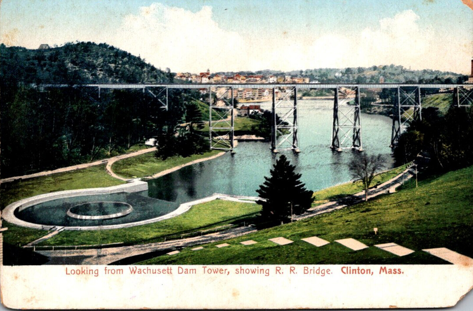 Massachusetts Clinton Looking From Wachusett Dam Tower Showing Railroad ...