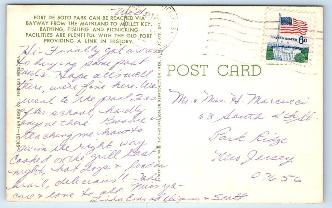 2 Postcards FORT DE SOTO, Mullet Key Florida FL ~ Beach & Fishing Pier ...