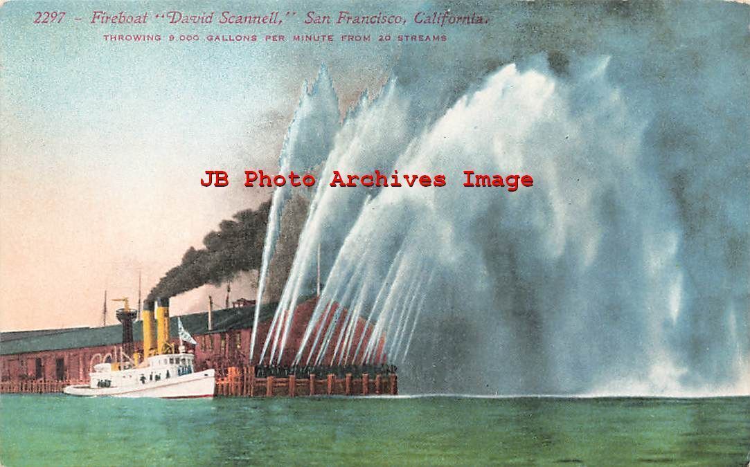 Fireboat David Scannell, Throwing Water, San Francisco, Edward Mitchell ...