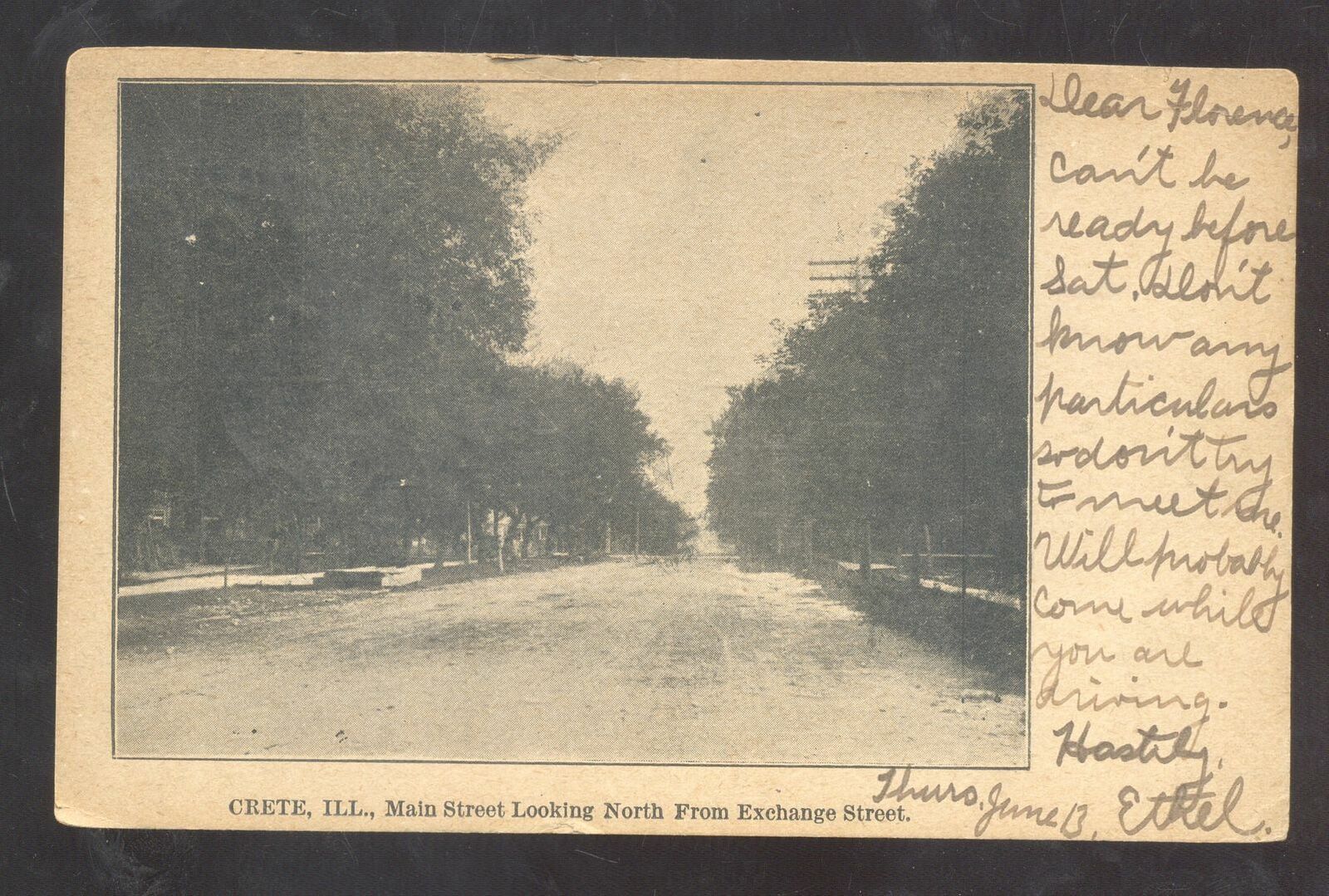 Crete Illinois Main Street Scene From Exchange ST. 1907 Vintage ...