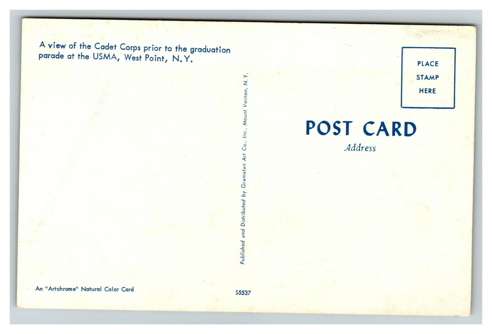Vintage 1950's Postcard Cadet Formation Army USMA West Point New York ...