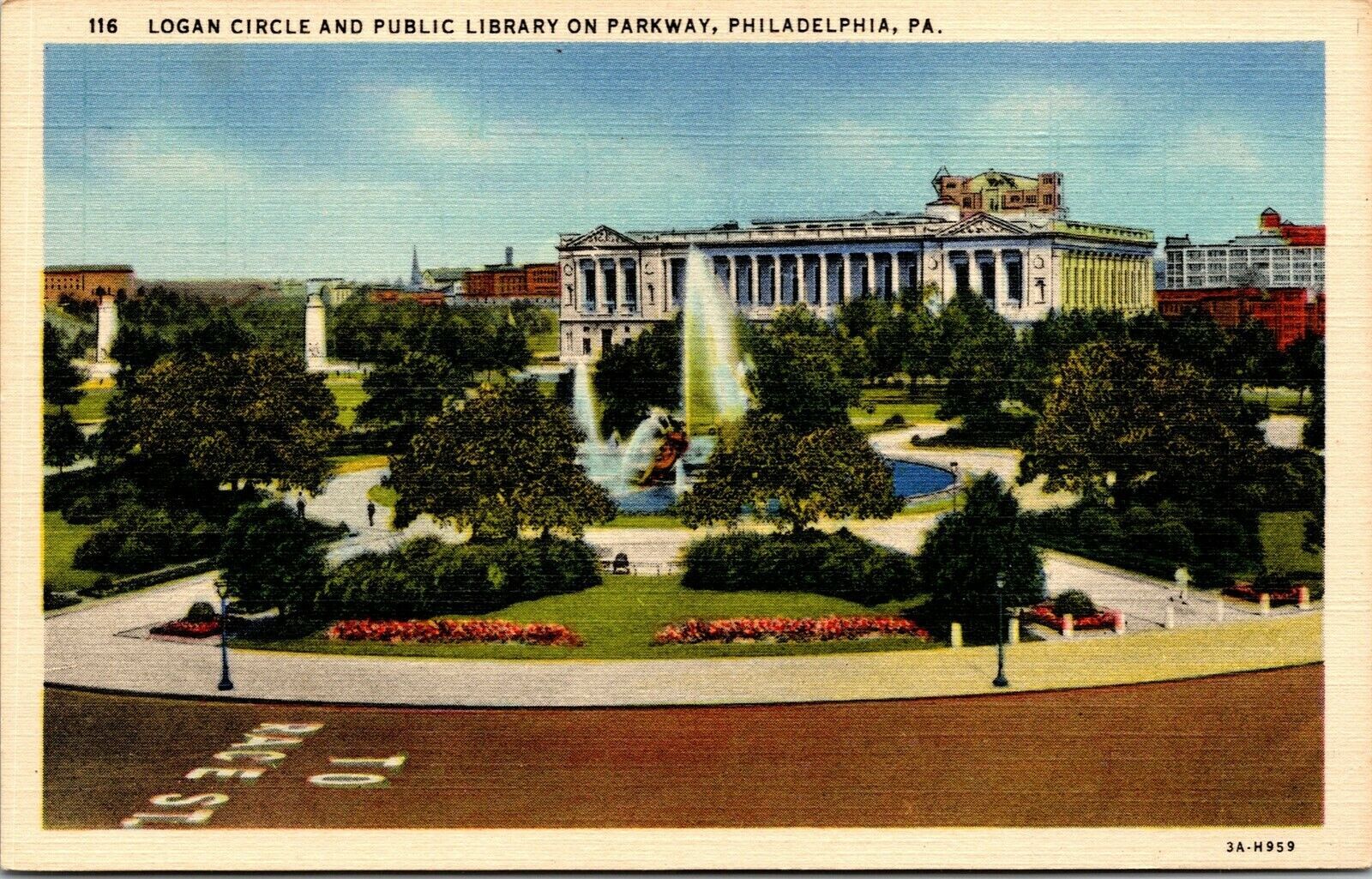 Vtg Philadelphia Pennsylvania PA Logan Circle & Public Library 1930s ...