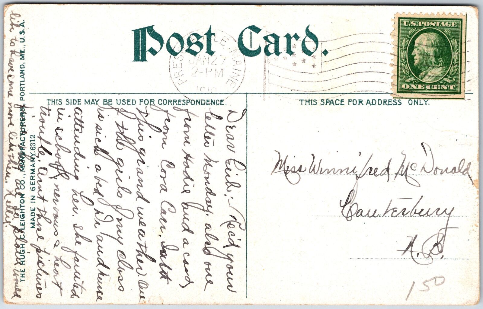 Vintage Postcard the Aroostook Railway Station at Presque Isle Bangor ...