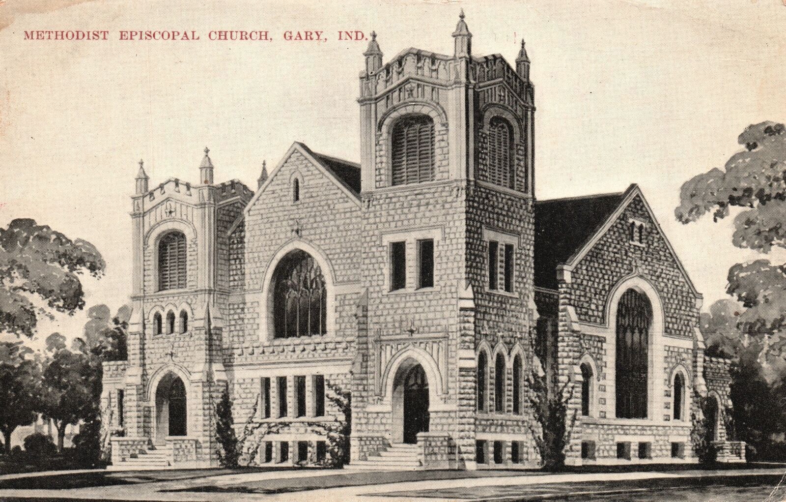 Vintage Postcard 1909 Methodist Episcopal Church Parish Building Gary ...