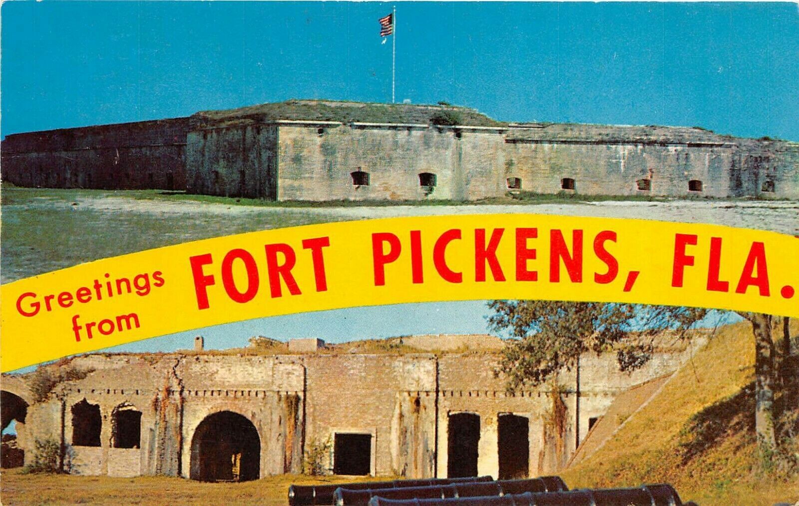 Fort Pickens Florida 1960s Greetings Banner Postcard Views Of Fort ...