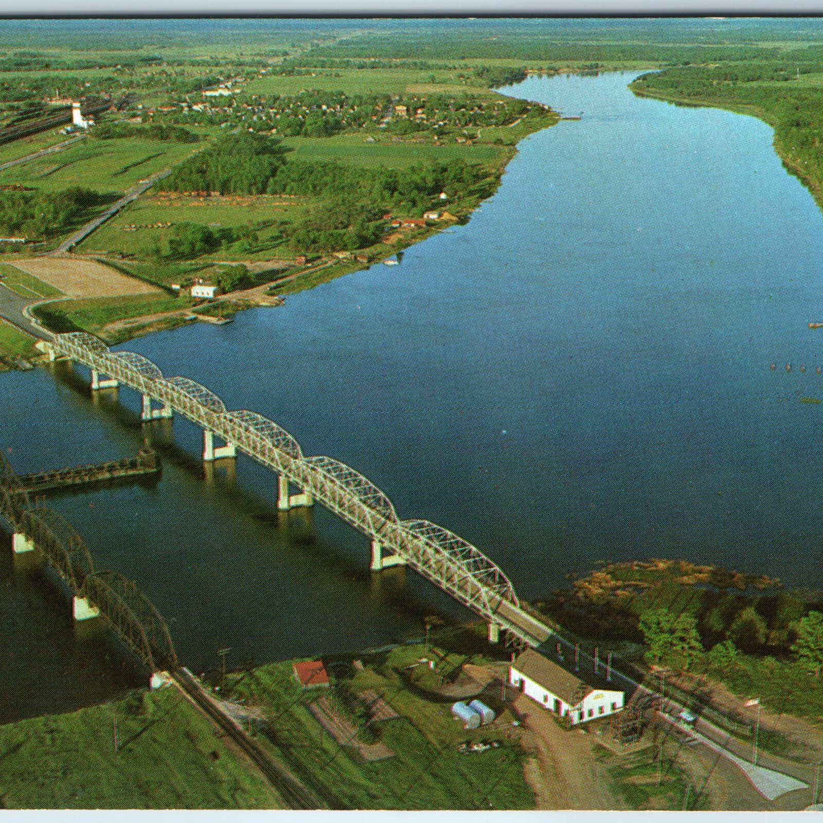 c1970s Rainy River, Ontario Aerial International Bridge Baudette MN ...