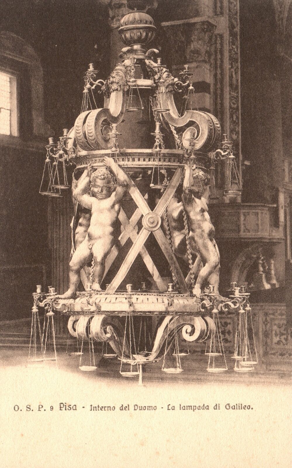 Vintage Postcard Interno Del Duomo La Lampada Di Galileo Pisa Italy ...