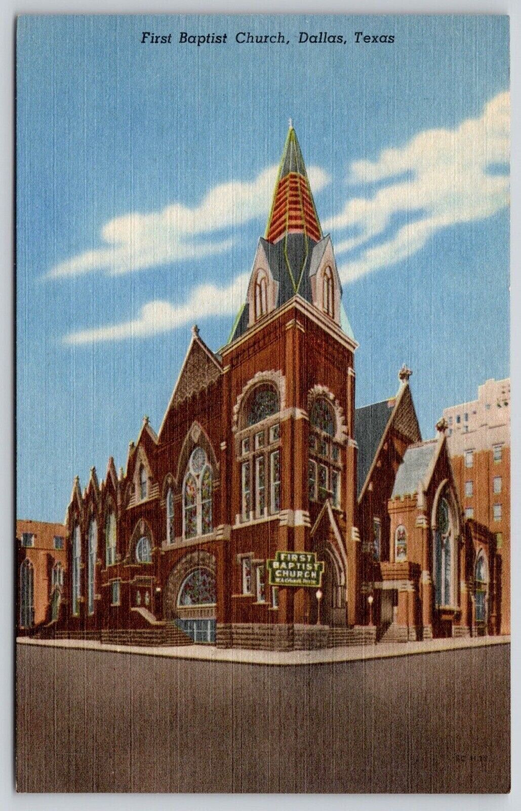 First Baptist Church Dallas Texas Street View Linen Cathedral Vintage ...