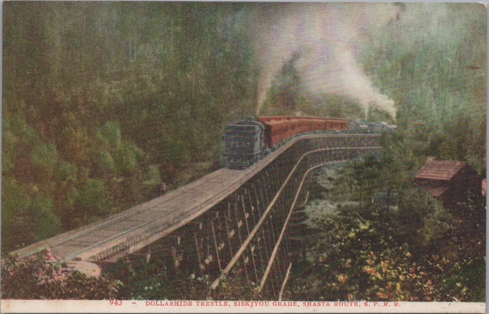 Postcard Railroad Dollarhide Trestle Siskjyou Grade Shasta Route SPRR ...