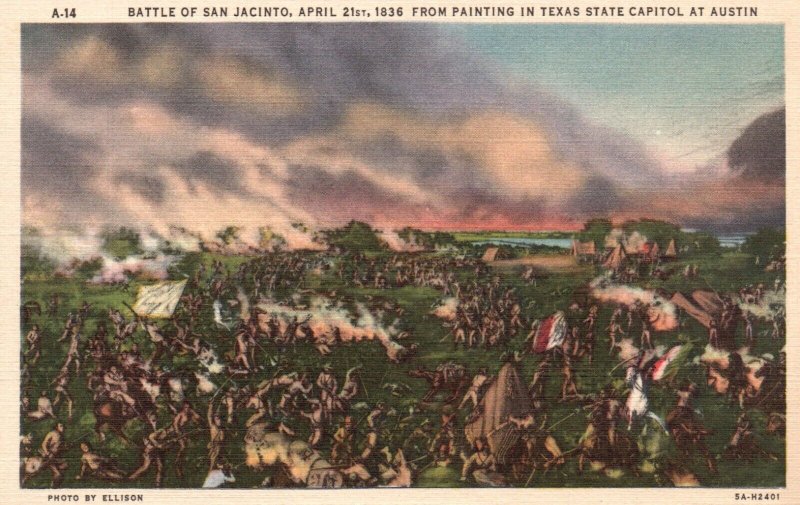 Postcard TX Battle of San Jacinto from Painting State Capitol Vintage ...