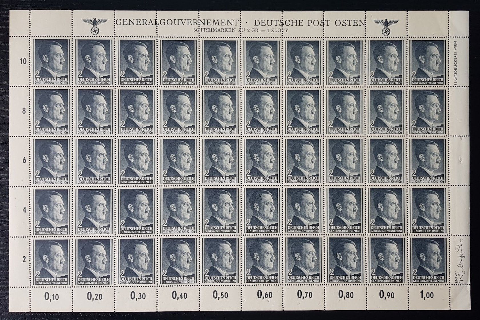 Germany Third Reich WW2 Original Stamp Sheet General Government 1941 ...