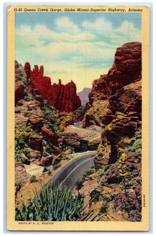 1947 Queen Creek Gorge Globe-Miami-Superior Highway Arizona AZ Vintage ...