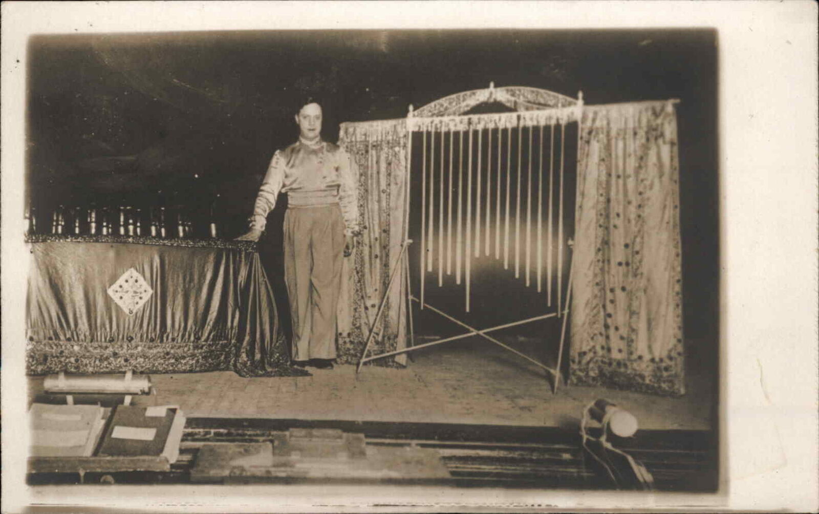 Magic Show Magician & Props on Stage c1920s-40s Real Photo Postcard ...