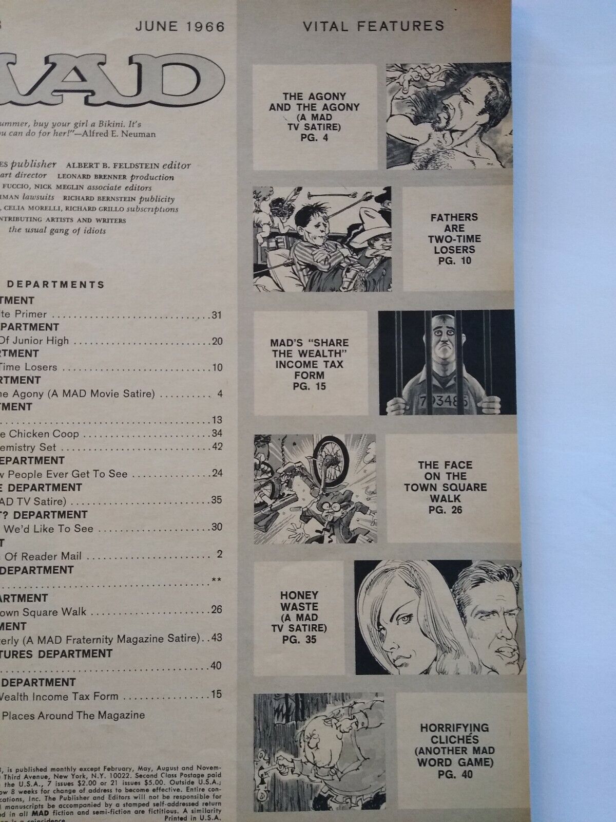 MAD Magazine June 1966 Issue 103 Movies TV Agony Of Love Honey West ...