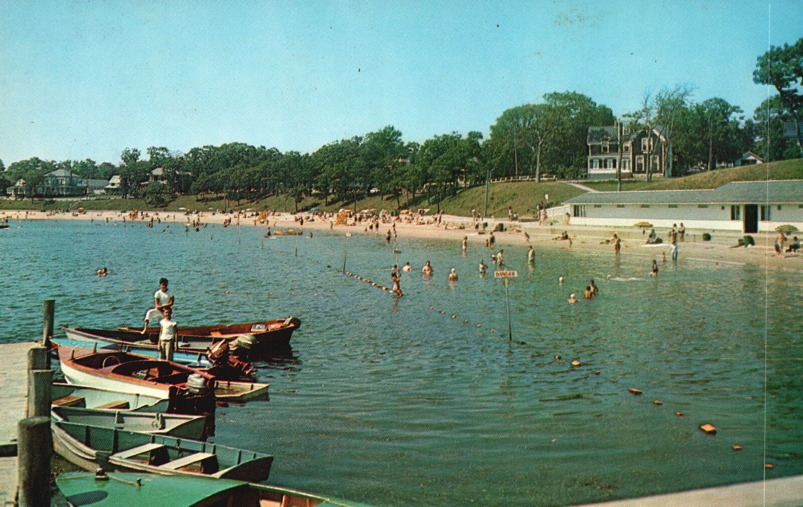 Vintage Postcard 1960's Beach & Bathhouse Onset Massachusetts MA ...