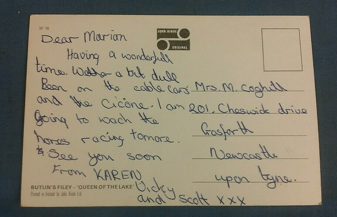 Vintage Postcard Butlin's Filey Yorkshire "Queen Of The Lake" H1E ...