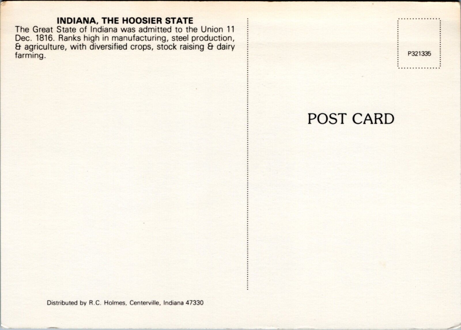 Postcard Map Indiana Hoosier State Outline of state with drag racing ...