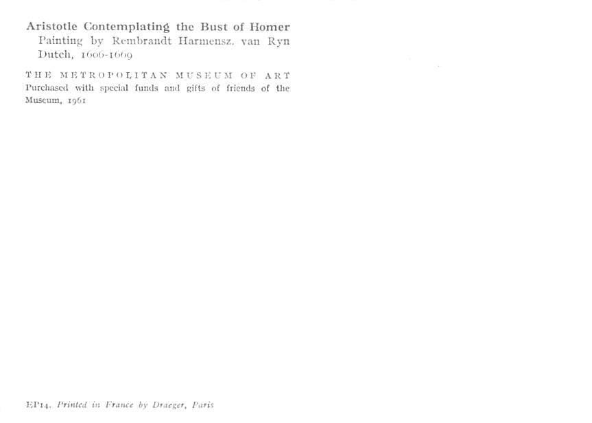 Aristotle Contemplating the Bust of Homer | Topics - Other, Postcard ...