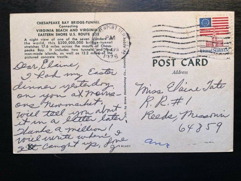 Vintage Postcard 1976 Chesapeake Bay Bridge Tunnel Va. beach Va ...